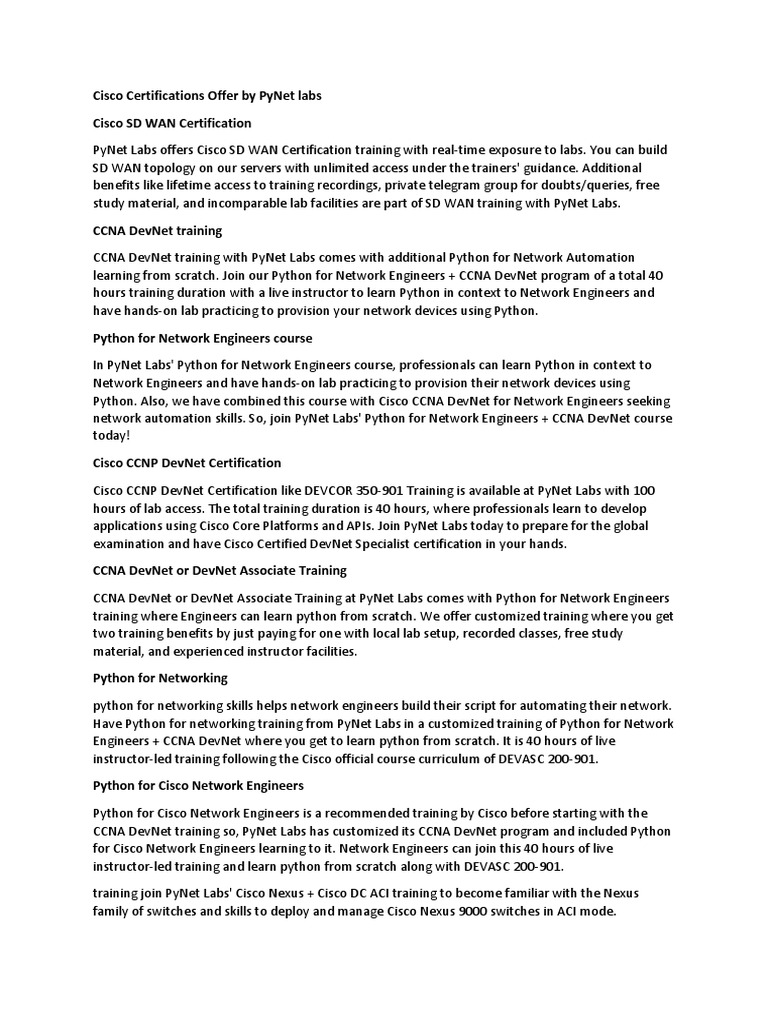 Cisco Certifications and Training by PyNet | Download Free PDF | Cisco ...