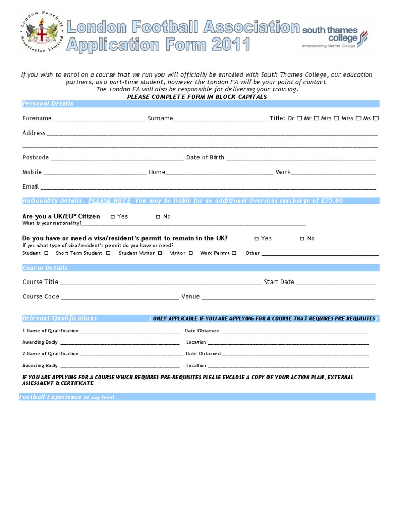 Lfa - Application Form 2011 | PDF | Payments | Cheque