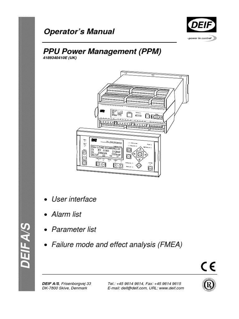 Operator's Manual: User Interface Alarm List Parameter List Failure Mode and Effect Analysis ...