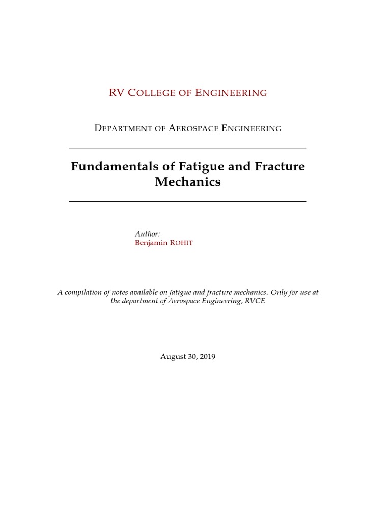 Fundamentals of Fatigue and Fracture Mechanics: RVC E | PDF | Fracture ...