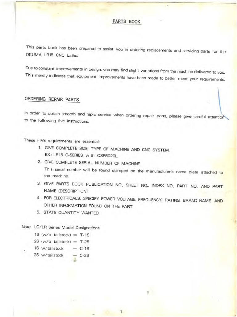 Okuma Manuals Parts List | PDF