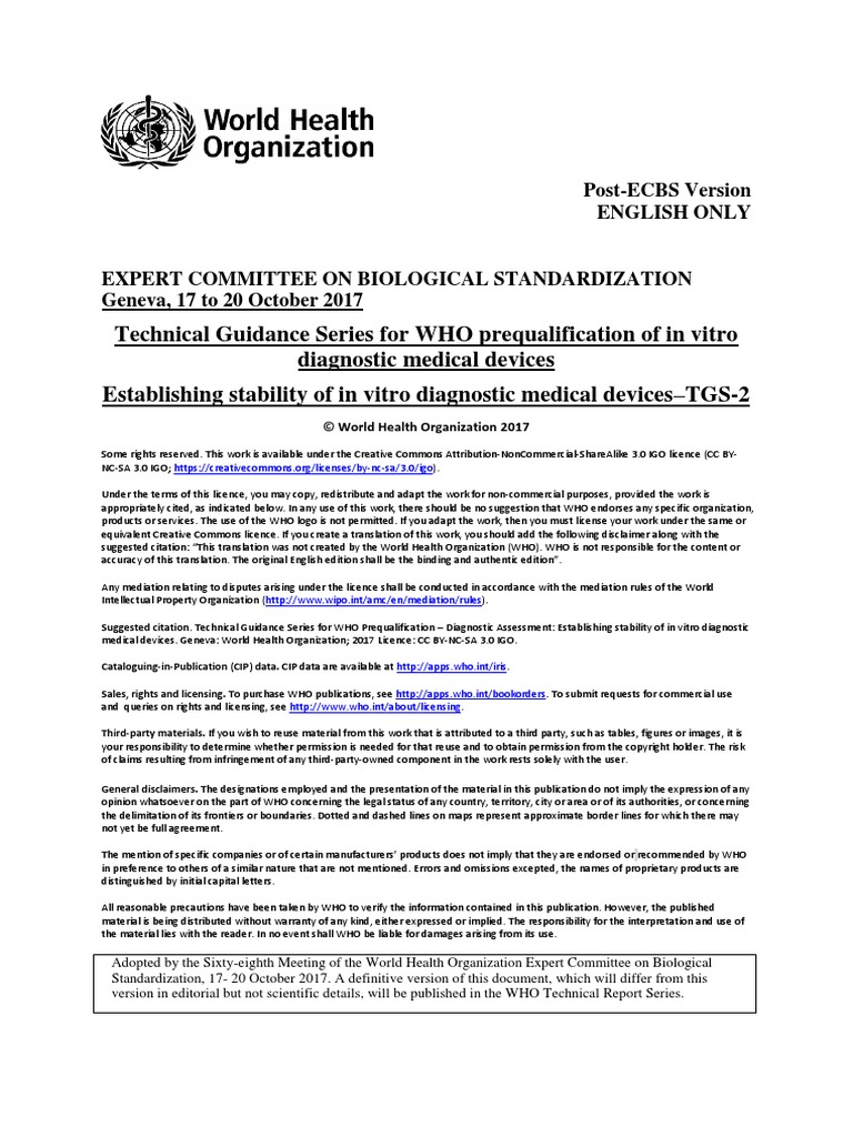 TGS2 Estabilishing Stability of An in Vitro Diagnostic For WHO ...