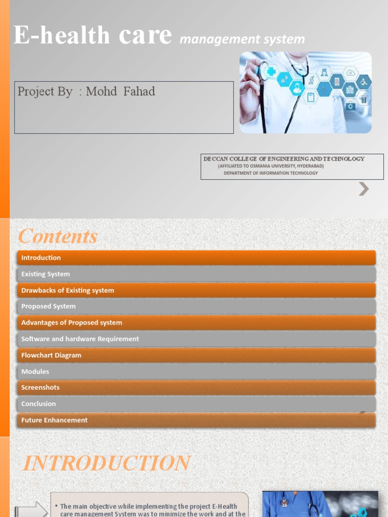 An E-Health Care Management System Project for Improving Hospital ...
