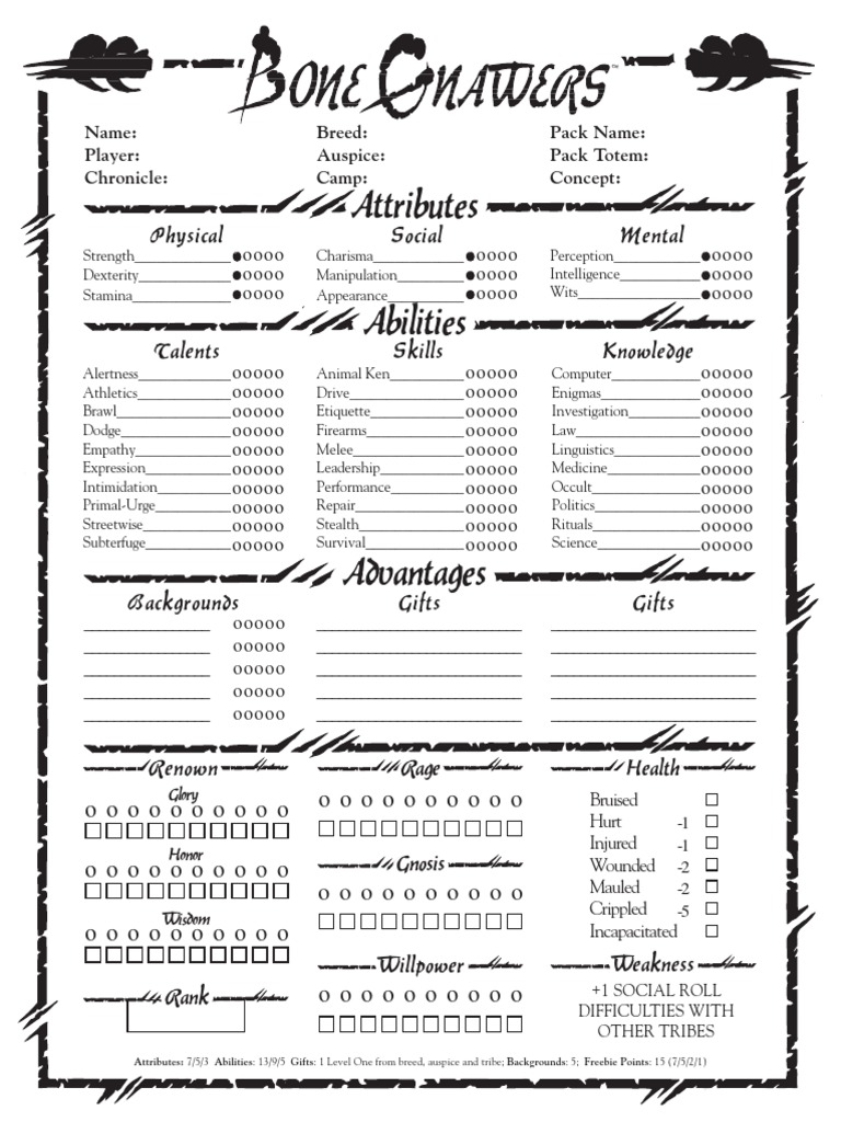 Werewolf The Apocalypse - Tribe - Bone Gnawers | PDF