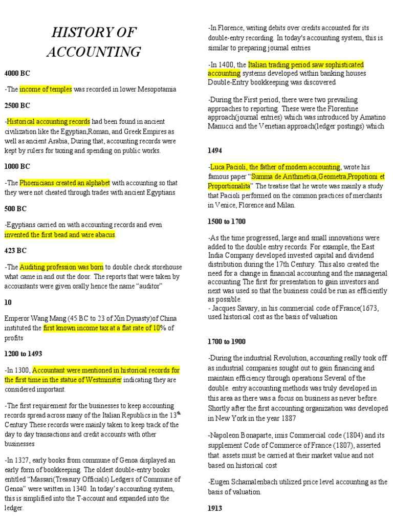 History and Introduction of Accounting | PDF | Accounting | Financial ...