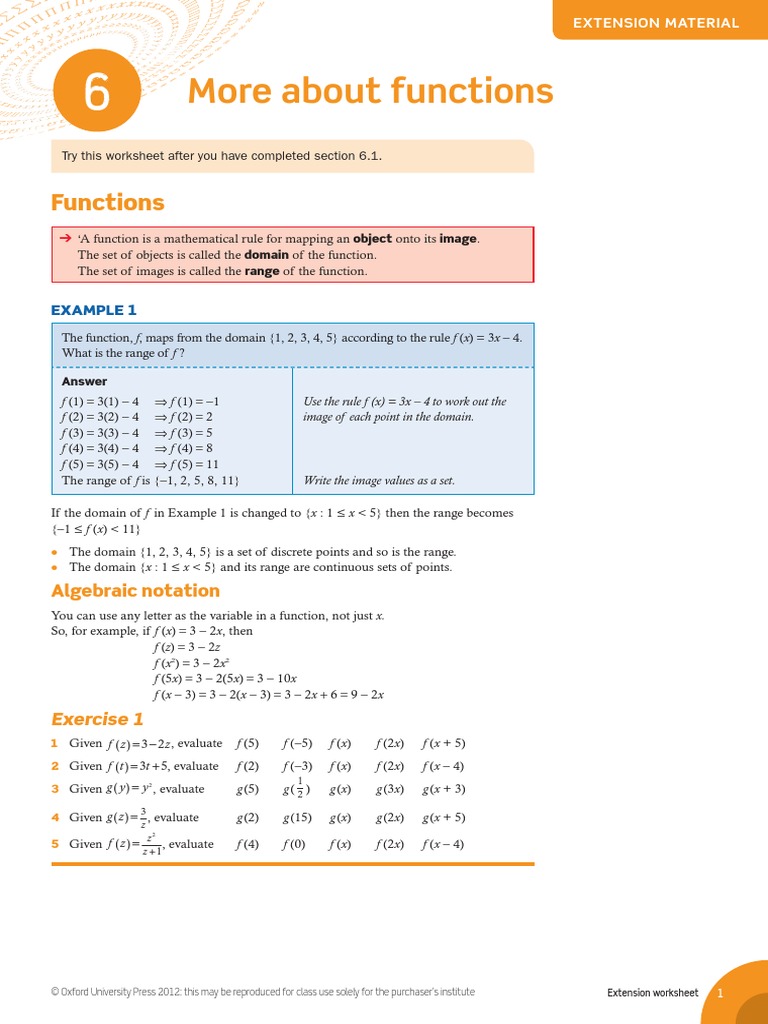 Extension Worksheet-Ch06 | PDF | Function (Mathematics) | Mathematical ...