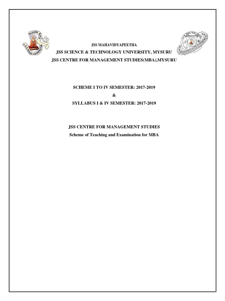 Jss Science & Technology University, Mysuru Jss Centre For Management ...
