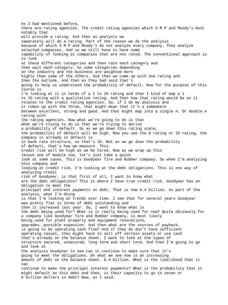 Lesson1 Topic 3 Understanding Ratings-Transcript | PDF | Debt | Finance ...