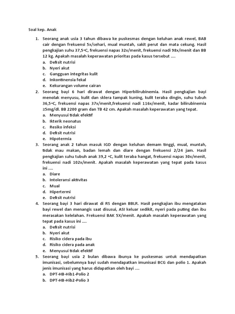 Soal Kep Anak Kisi | PDF | Kesehatan Holistik