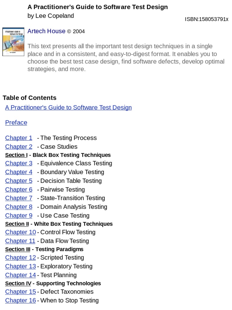 2004 A Practitioner's Guide To Software Test Design - Good | PDF ...