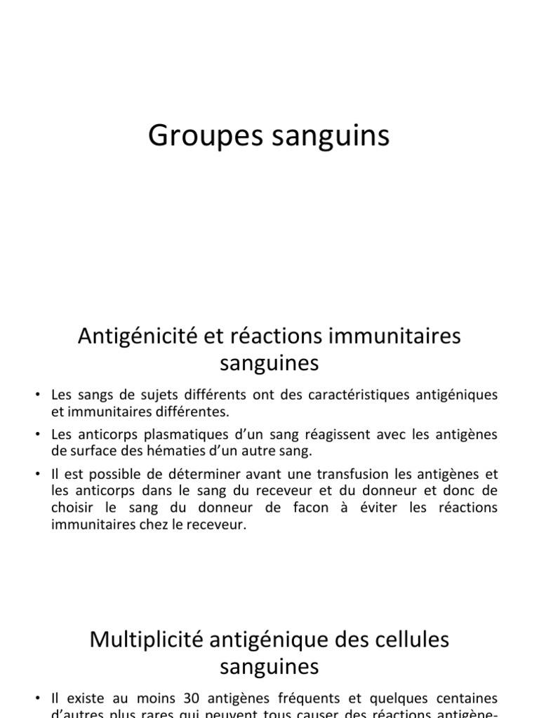 Présentation Groupe Sanguin | PDF | Groupe sanguin | Génotype