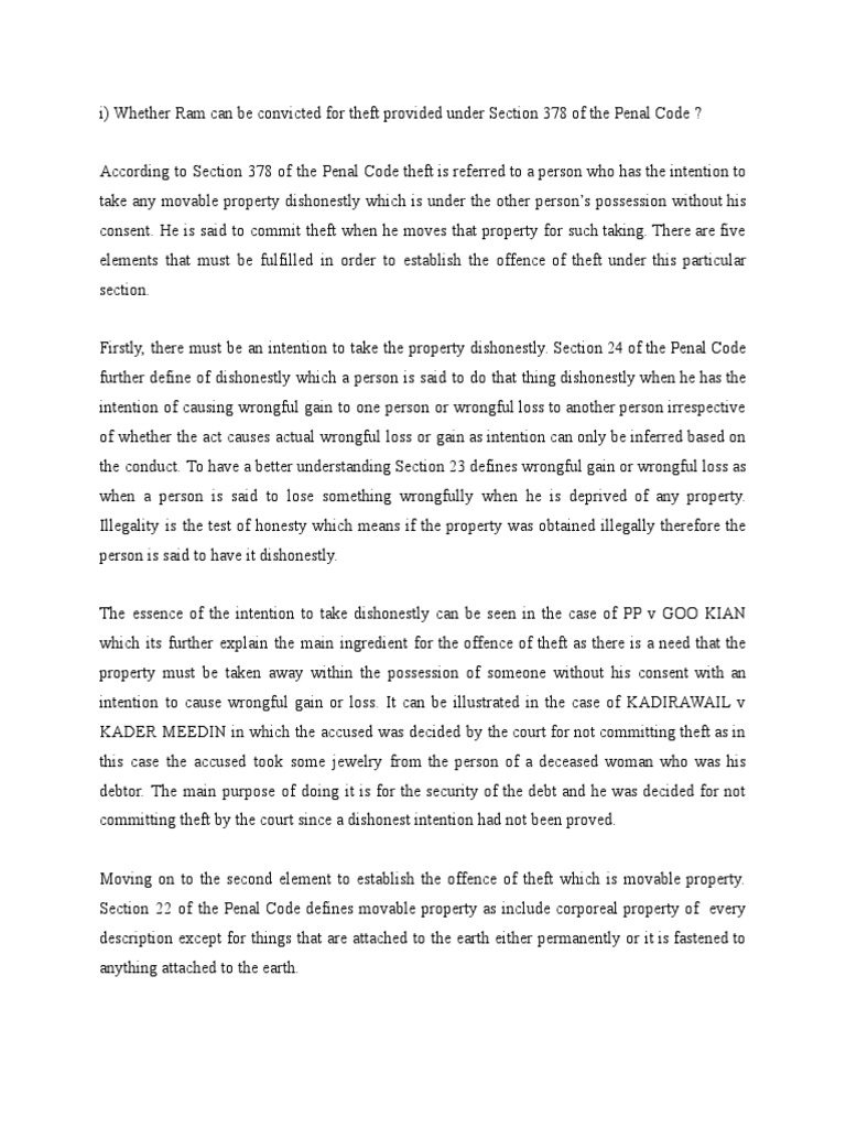 Tutorial 5 Criminal Law 2 | PDF | Theft | Extortion