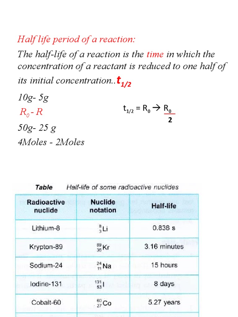 Half Life Period of A Reaction: Time | PDF