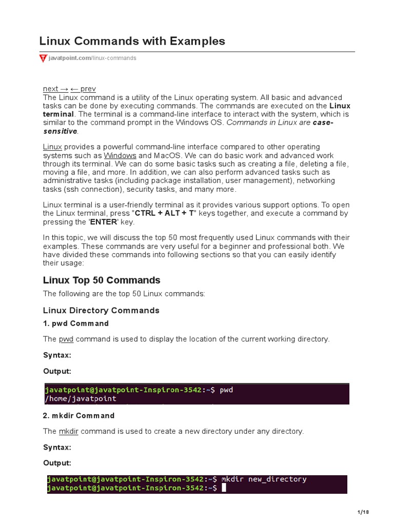 Linux Commands With Examples | Download Free PDF | Command Line ...