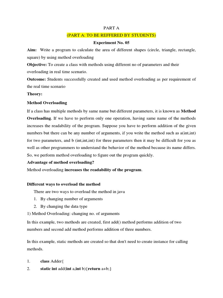 Java Exp5 C28 | PDF | Method (Computer Programming) | Parameter (Computer Programming)