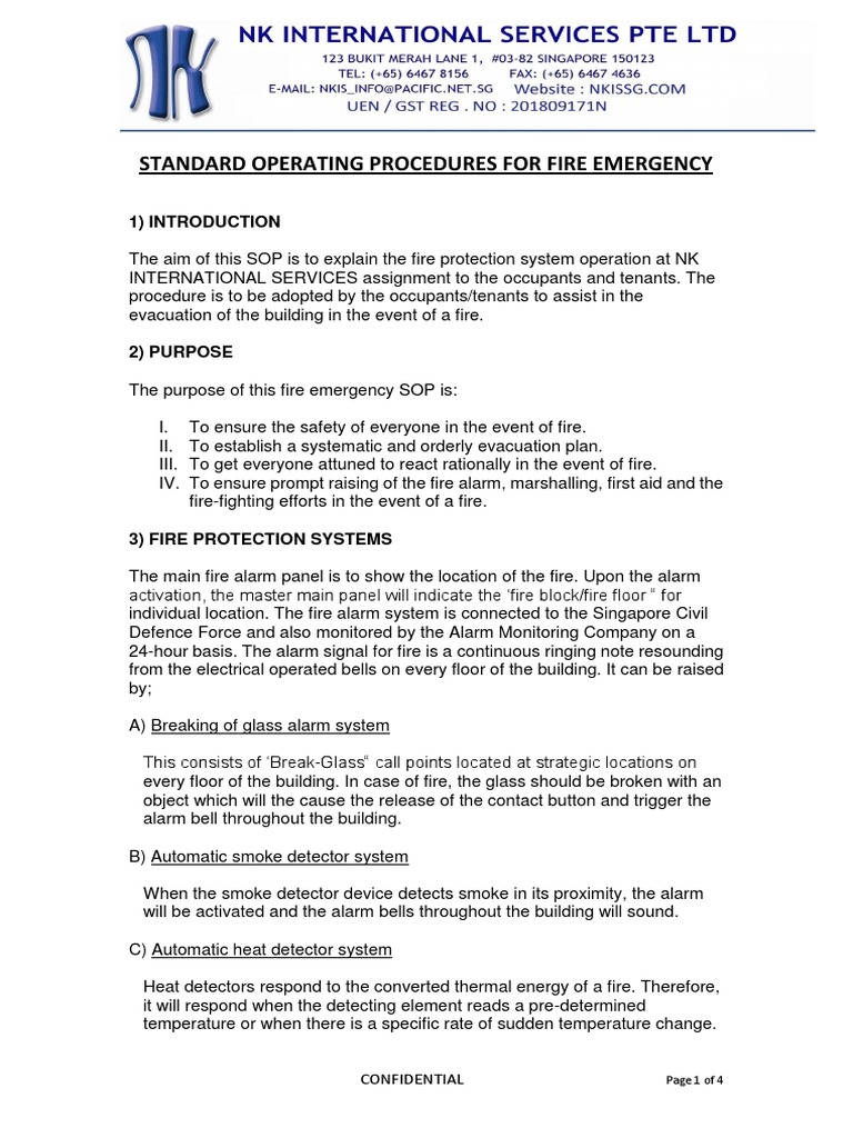 SOP For FireEmergency | PDF | Fires | Firefighting