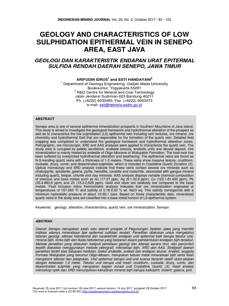Geology and Characteristics of Low Sulphidation Epithermal Vein in ...