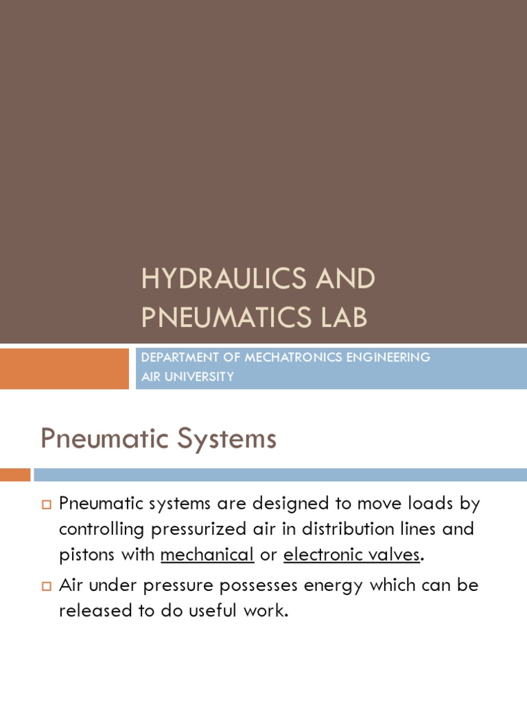 Hydraulics and Pneumatics Lab1 | PDF | Pneumatics | Valve