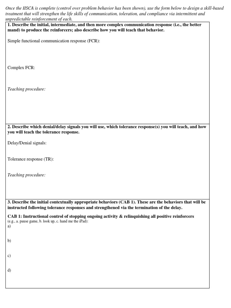 SBT Treatment Design Form | PDF | Reinforcement | Psychological Concepts