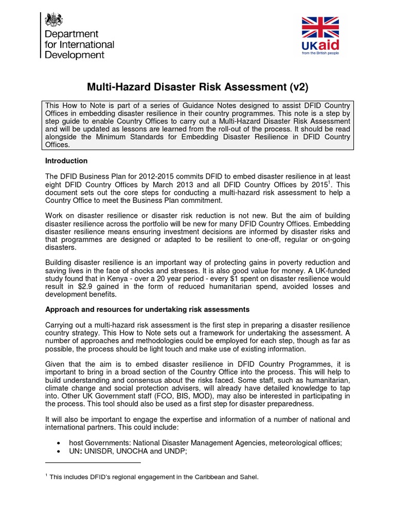 Multi-Hazard Risk Assessment Guidance | PDF | Hazards | Climate Resilience