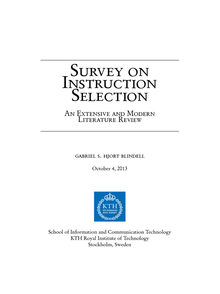 Survey On Instruction Selection Pdf Compiler Macro Computer Science 