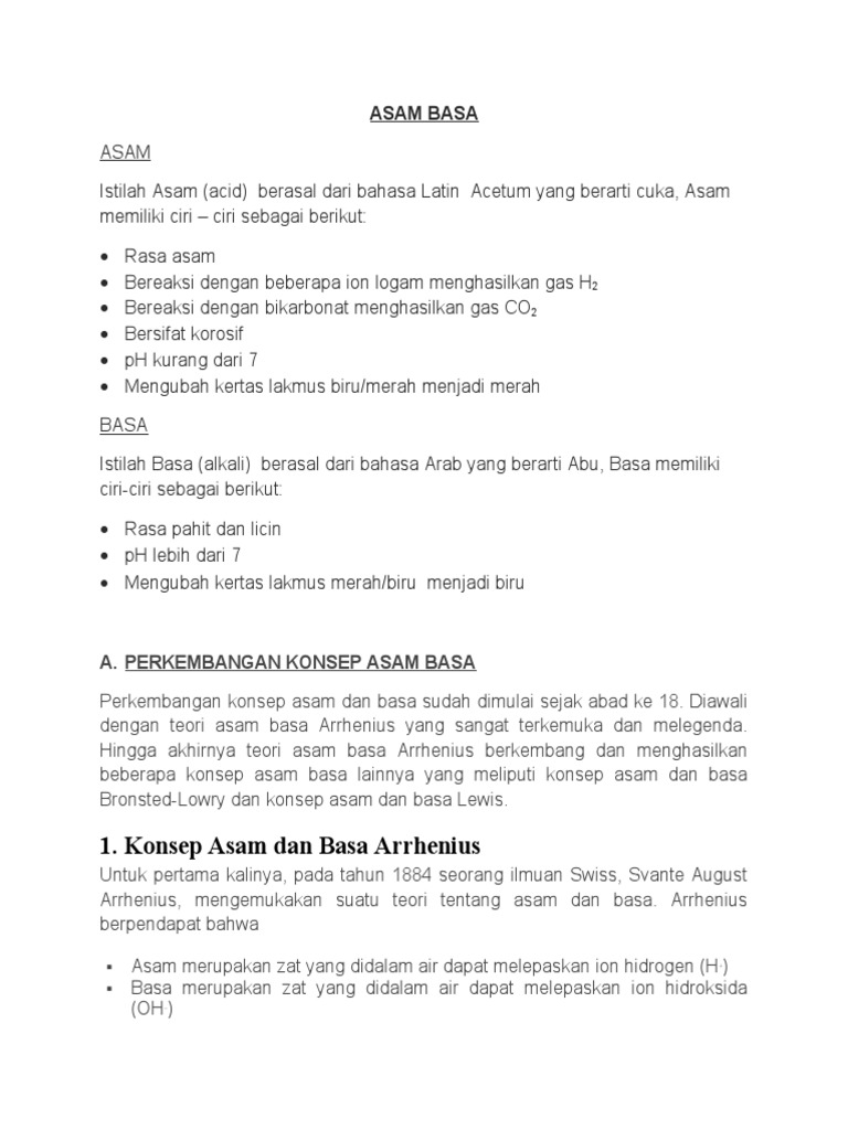 Perkembangan Konsep Asam Basa | PDF