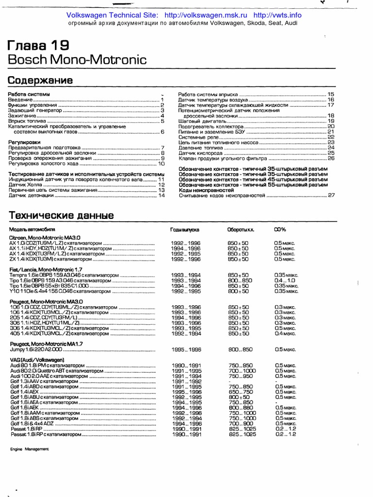 Часть05 Bosch Mono-motronic Rus Help | PDF