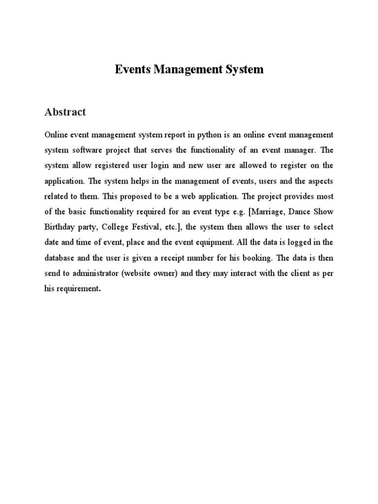 Events Management System | PDF | Software | Information Age