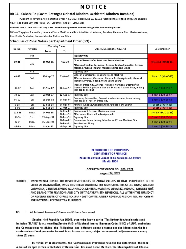 RDO No. 54A - Trece Martirez City, East Cavite 2 | PDF
