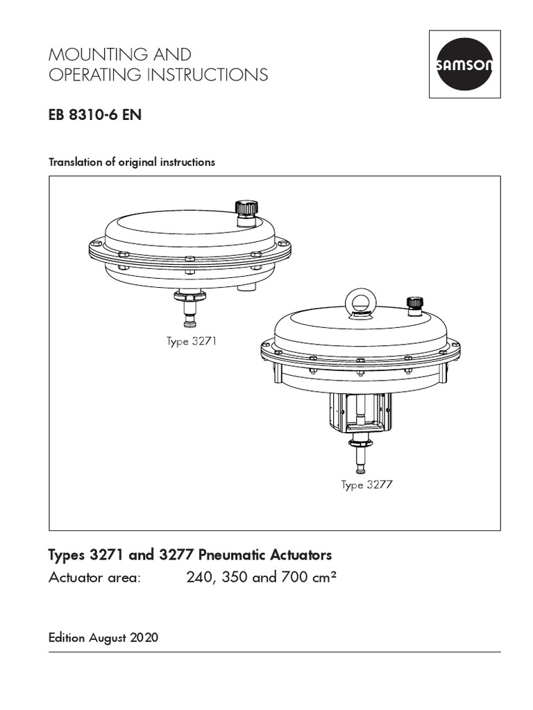 EB 8310-6 EN: Translation of Original Instructions | PDF | Valve | Actuator