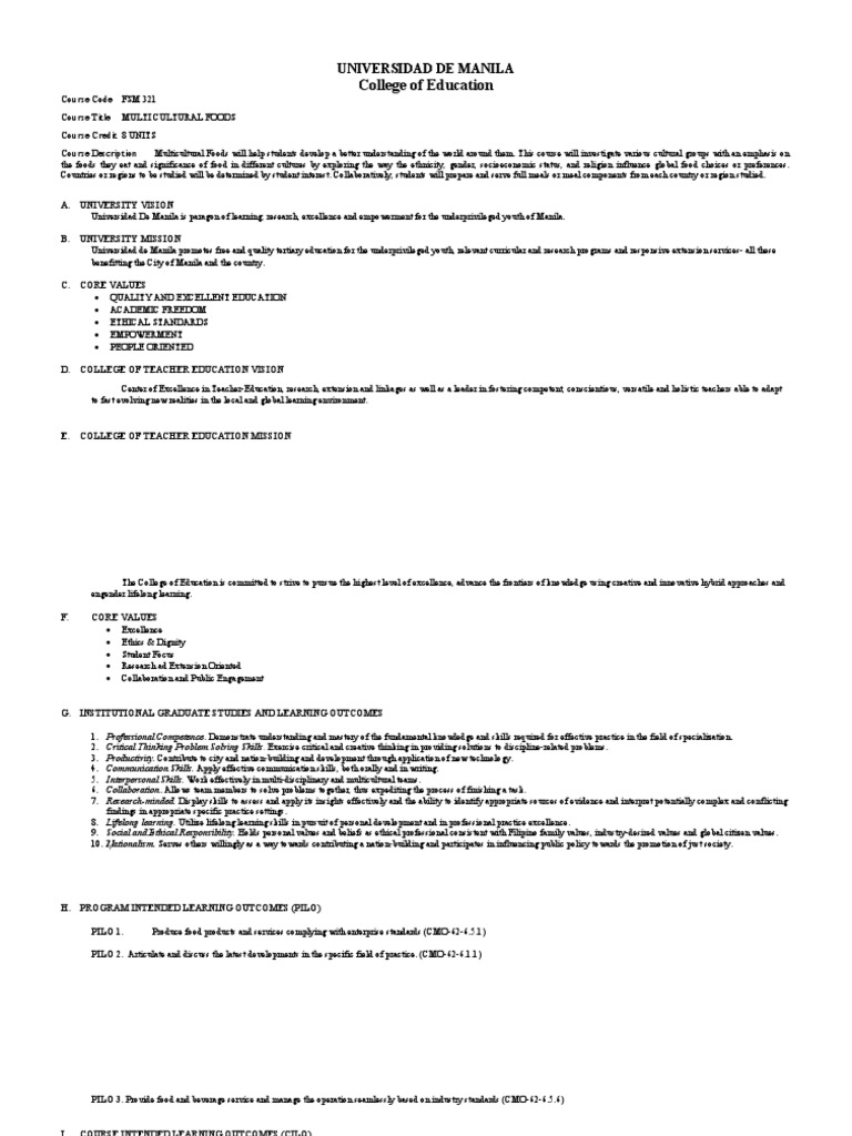 Multicultural Foods Course Overview | PDF | Cuisine | Foods