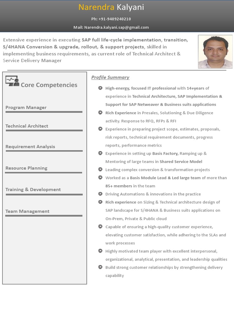 Resume Narendra Kalyani | PDF | Oracle Corporation | Cloud Computing