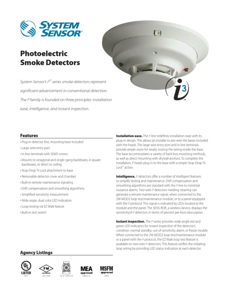 Detector Humo System Sensor 2W-B | PDF | Sensor | Light Emitting Diode