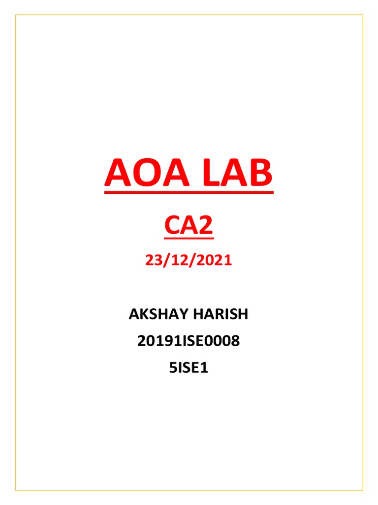 Aoa Lab: Akshay Harish 20191ISE0008 5ISE1 | PDF