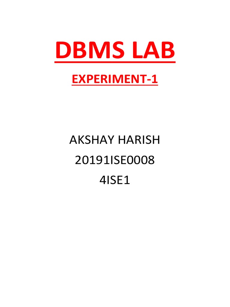 Dbms Lab: Experiment-1 | PDF | Software Engineering | Information Science