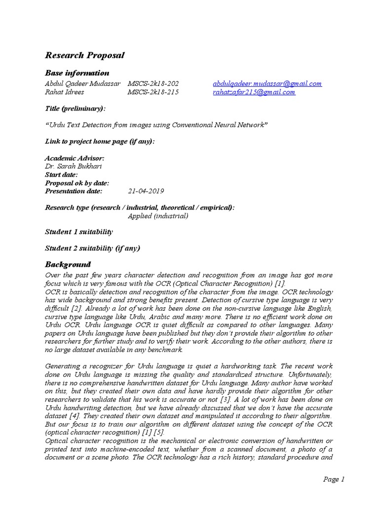 Urdu Text Detection From Images Using Conventional Neural Network Pdf Optical Character