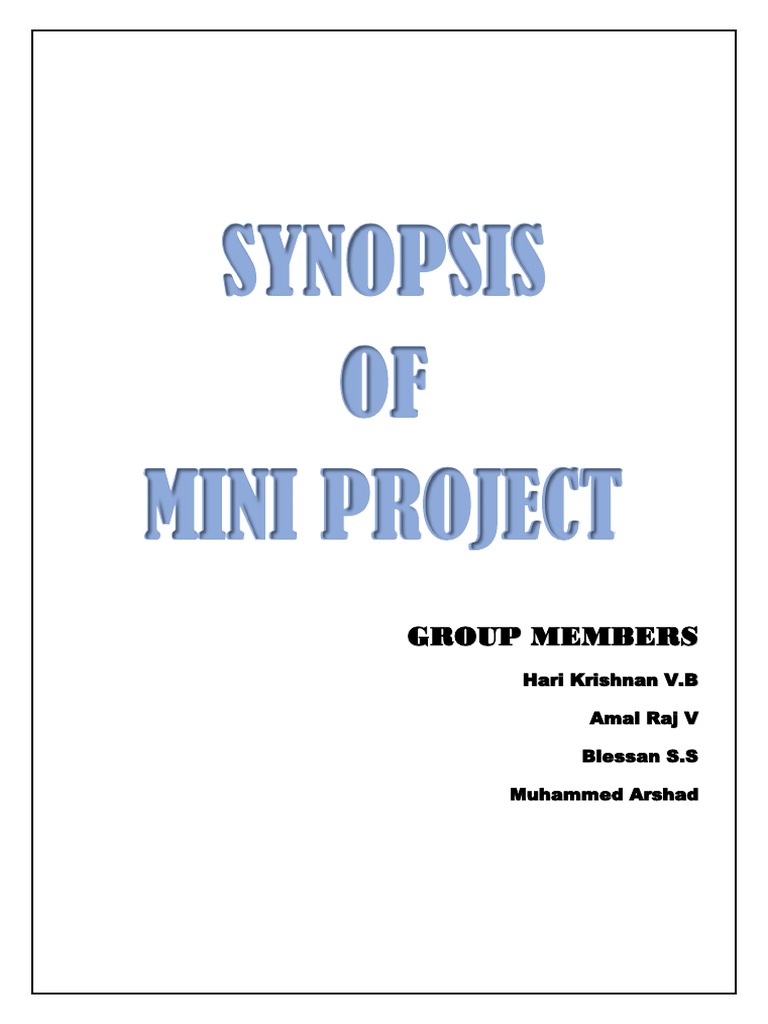 Synopsis For Mini Project | PDF | Password | Android (Operating System)