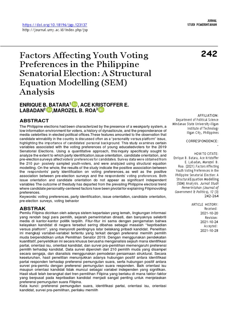 Factors Affecting Youth Voting Preferences | Download Free PDF | Survey ...