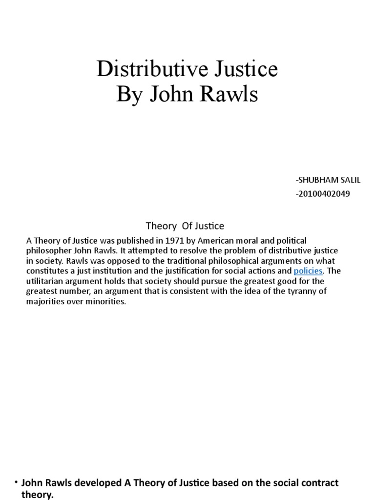 John Rawls' Distributive Justice Theory | PDF | Crime & Violence | Justice