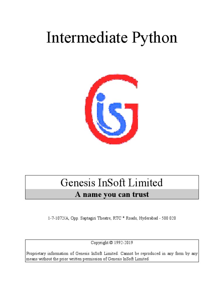 Genesis Intermediate Python Pdf Class Computer Programming Method Computer Programming 2278