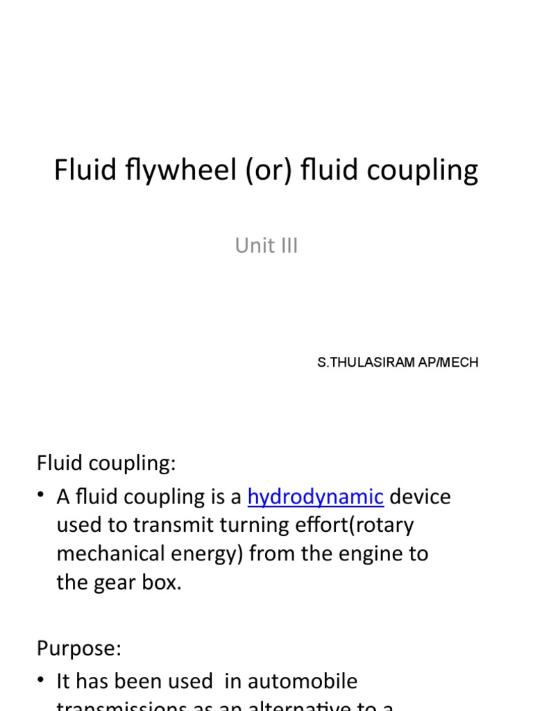 5.fluid Flywheel (Or) Fluid Coupling | PDF | Transmission (Mechanics ...
