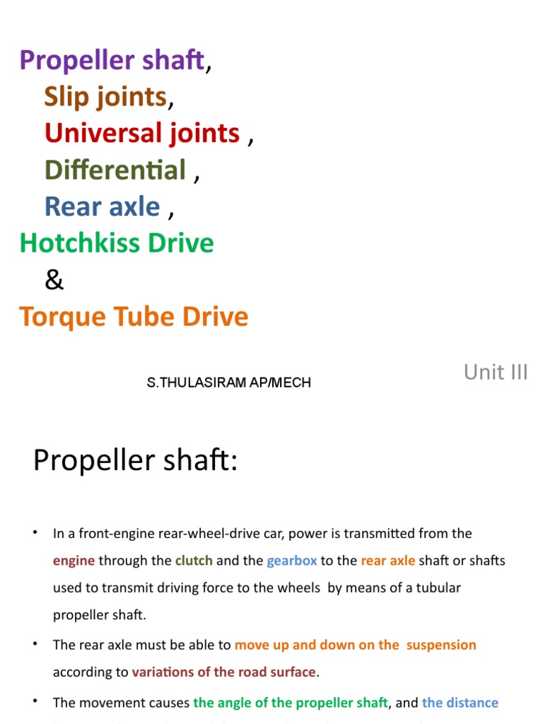 7.propeller Shaft, Slip Joints, Universal Joints | PDF | Axle ...