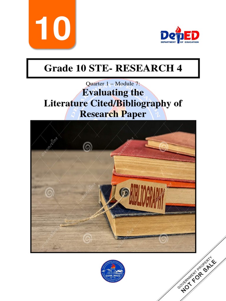 Grade 10 STE-RESEARCH 4: Evaluating The Literature Cited/Bibliography ...