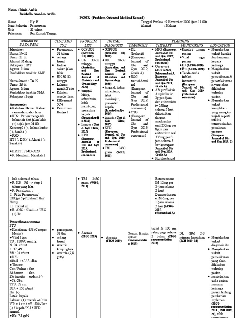 POMR KASUS KPD Dan Anemia Kehamilan - Kelompok 2 | PDF