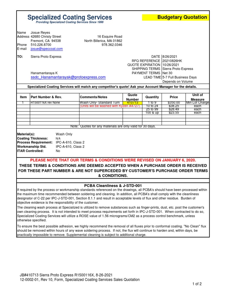 JB#410713 Sierra Proto Express R1500116X, 8-26-2021 | PDF | Business