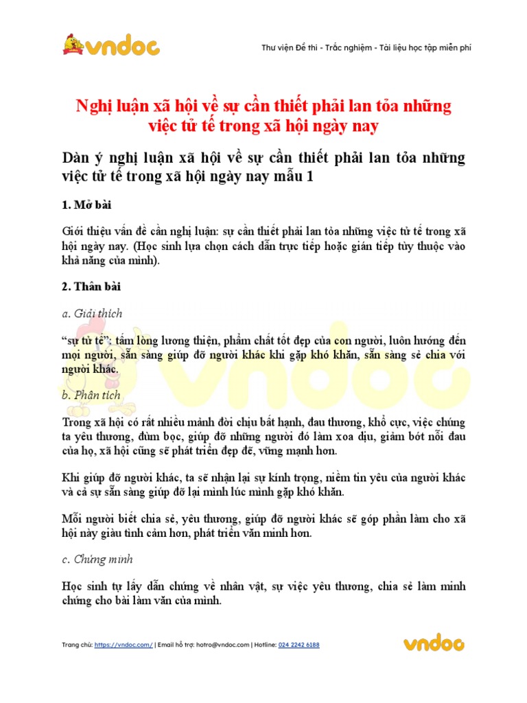 Nghi Luan Xa Hoi Ve Su Can Thiet Phai Lan Toa Nhung Viec Tu Te Trong Xa Hoi Ngay Nay | PDF