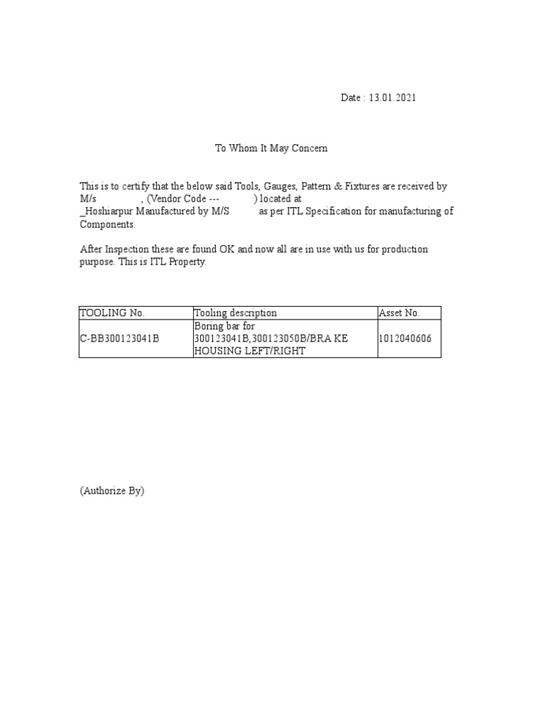 Tool Certification for ITL Property | PDF