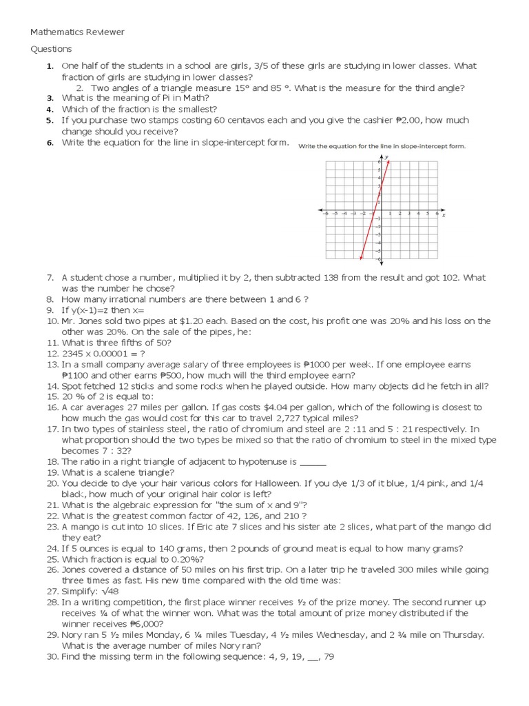 EnLEx Reviewer - Math and General Information | PDF | Ratio | Impeachment