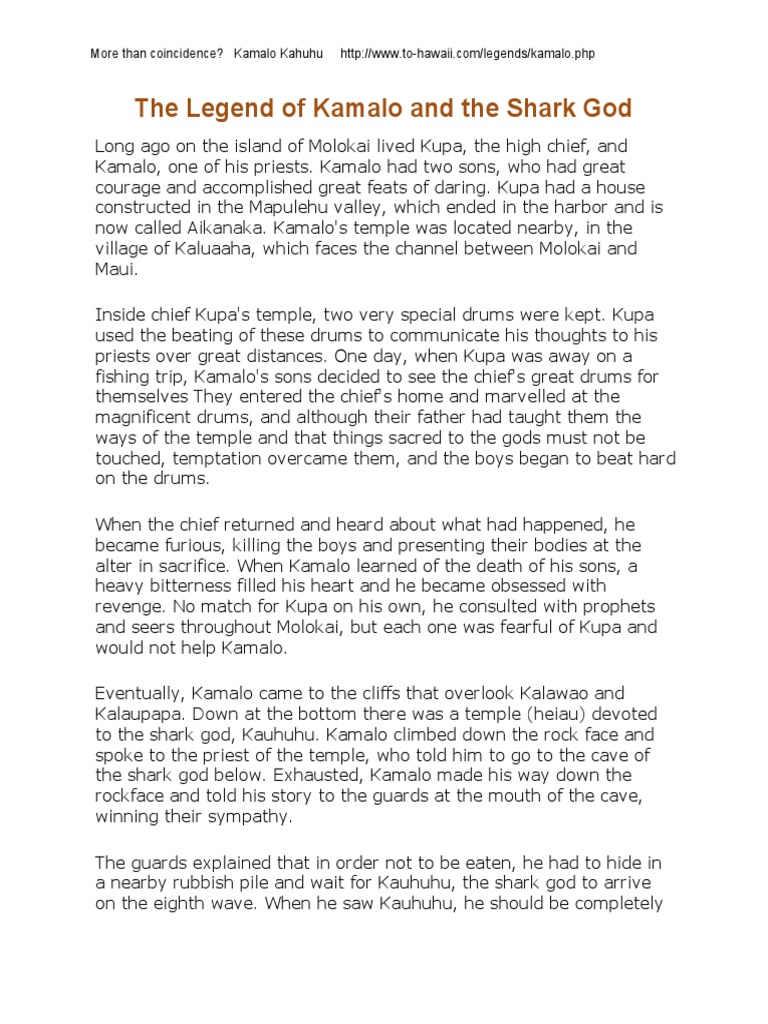 The Legend of Kamalo and The Shark God | PDF