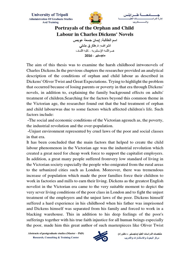 Portrayals of The Orphan and Child Labour in Charles Dickens' Novels ...